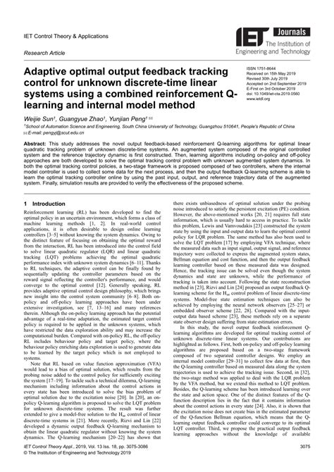 Pdf Adaptive Output Feedback Tracking Control For Unknown Discrete Time Linear Systems Using A