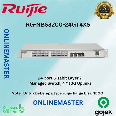 Jual Ruijie Reyee Rg Nbs3200 24gt4xs L2 10g Uplink Cloud Managed Switch