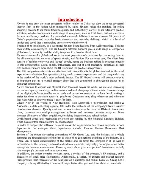 Assignment Nothing Introduction Jd Is Not Only The Most Successful Online Retailer In China