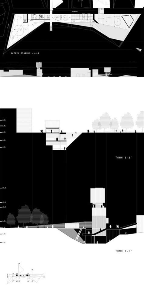 Two Black And White Diagrams Showing Different Sections Of The Building
