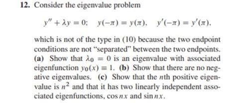 solved 12 consider the eigenvalue problem y 2y 0