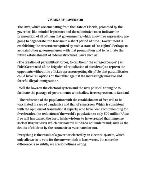 Visionary Governor Pdf Politics