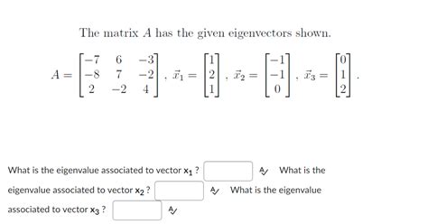 Solved The Matrix A Has The Given Eigenvectors Shown Chegg Com