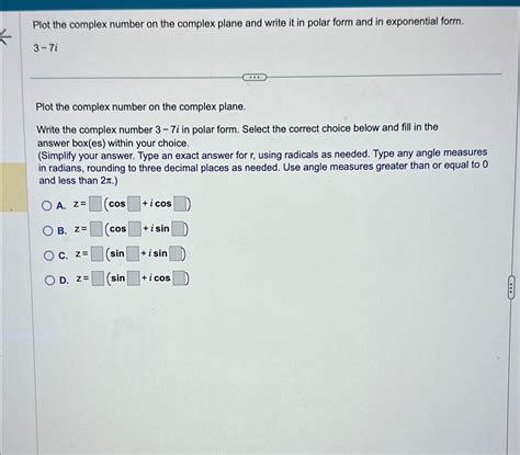 plot the complex number on the complex plane and