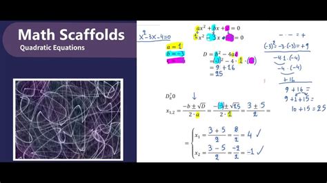 Math Scaffolds Quadratic Equations Second Example Youtube