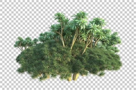 Premium PSD Foliage Island Isolated On White Background D Rendering Illustration
