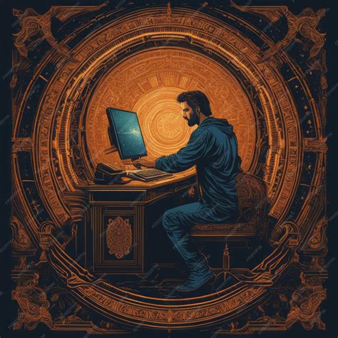 Premium Photo Vector Illustration Of Computer Keyboard In The Backgroundman In A Computer