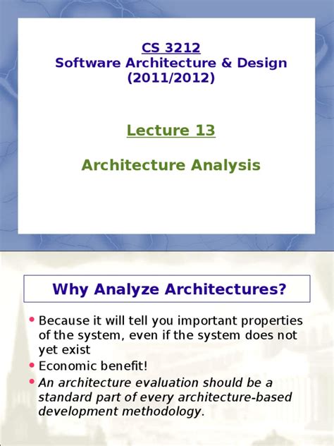 Lecture 12 Architecture Analysis Pdf