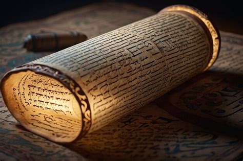 Illuminated Scroll With Ancient Script Premium Ai Generated Image