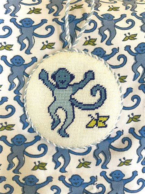 Monkey Needlepoint Canvas Etsy