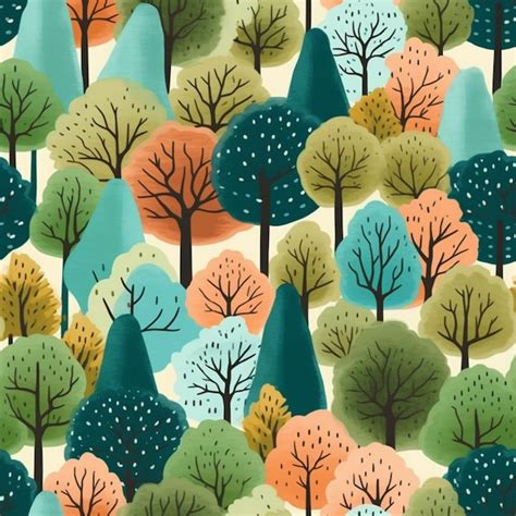 Premium Photo A Close Up Of A Pattern Of Trees With Different Colors Generative Ai
