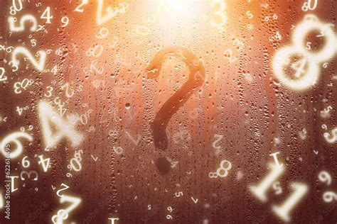 Numerology A Question Mark On A Misted Window Surrounded By Numbers Stock Photo Adobe Stock