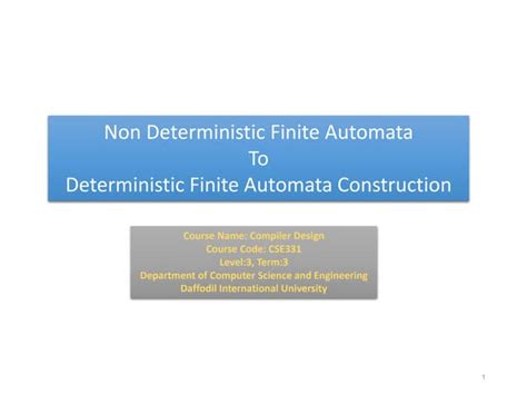 Lecture 6 1 Nfa To Dfa Toc And Compiler Design Pdf