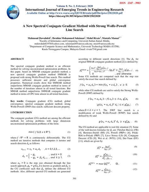 Pdf A New Spectral Conjugate Gradient Method With Strong Wolfe Powell