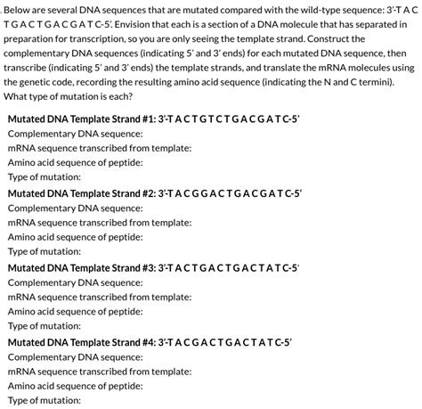 Solved Below Are Several DNA Sequences That Are Mutated Chegg Com