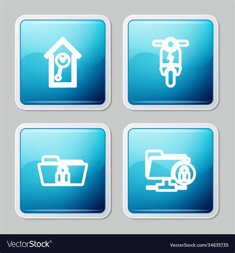 Set Line Retro Wall Watch Electric Scooter Vector Image