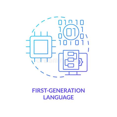 First Generation Programming Language Blue Gradient Concept Icon Stock