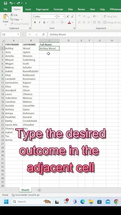 Flash Fill Feature Shortcut Automatically Fills Data In Excel Shorts Youtubeshorts Ytshort