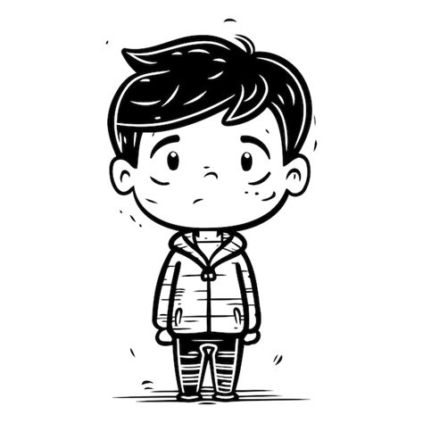 Icono Vectorial De Dibujos Animados De Chico Lindo Dibujo Dibujo Ilustración Línea Dibujada A