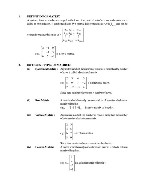 26 matrices and determinants 01 theory pdf matrix mathematics