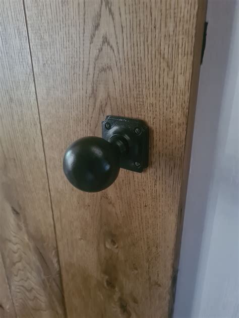 Alveley Wrought Iron Rustic Tudor Mortice Door Knob Black Iron