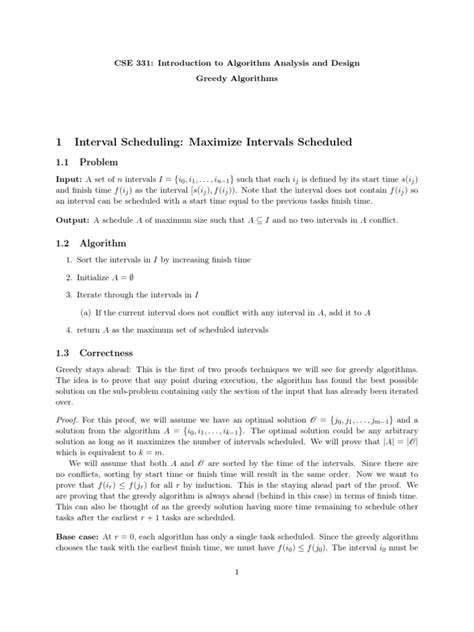 1 Interval Scheduling Maximize Intervals Scheduled 11 Problem Pdf Mathematical Logic