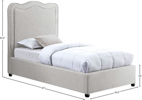 Felix Cream Linen Textured Fabric Twin Bed