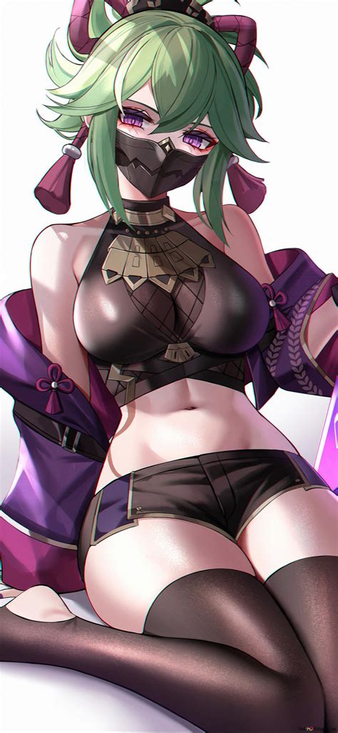 Kuki Shinobu Hot Girl Sit Alone With Her Sword Genshin Impact HD Wallpaper Download