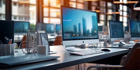 Working Place With Computers And Books On The Table In The Modern