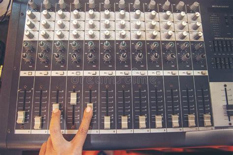 Production Sound Engineer Hands Working On Recording Studio Mixing Voice Control Expert