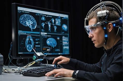 Premium Photo Futuristic Neural Interface Experiment