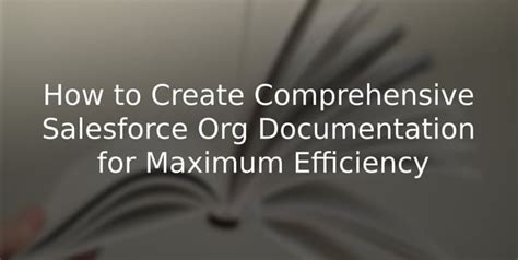 How To Create Comprehensive Salesforce Org Documentation For Maximum Efficiency R