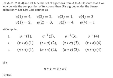 Solved Let A 1 2 3 4 And Let G Be The Set Of Chegg Com