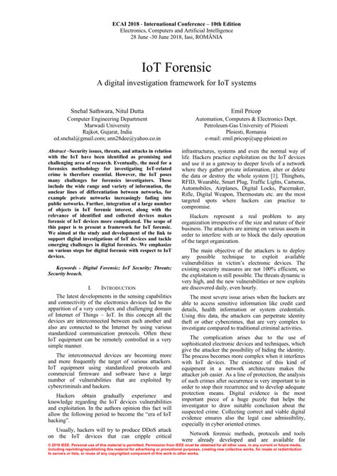 Pdf Iot Forensic A Digital Investigation Framework For Iot Systems