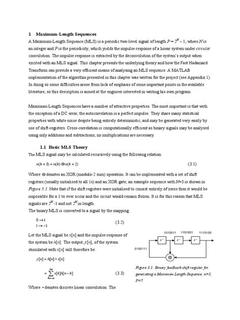 Maximum Length Sequence Pdf Signal Processing Mathematical Objects