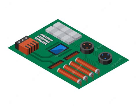 Premium Vector Isometric Circuit Board With Electronic Components Computer Chip Technology