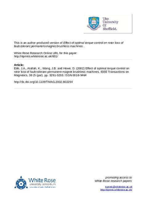 Pdf Effect Of Optimal Torque Control On Rotor Loss Of Fault Tolerant