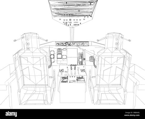 A Drawing Of An Airplane Cockpit With A Large Screen In The Middle The