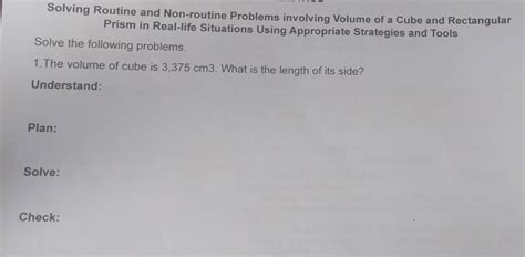 Solved Solving Routine And Non Routine Problems Involving Volume Of A