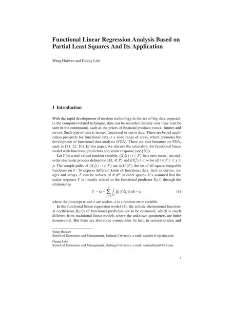Pdf Functional Linear Regression Analysis Based On Partial Least