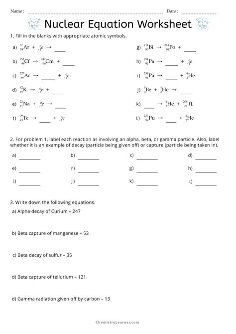Types Of Nuclear Reactions Worksheet 50 Chemical Reactions Types