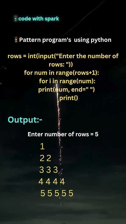 Number Pattern Program 🚦🔥day 2 Shorts Shortsfeedpython Programmingpattern Interview