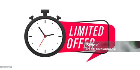 프로모션 시간 배너 가격이 포함 된 빨간색 한정 제안 판매 제안 또는 독점 거래에 대한 카운트다운 시간입니다 제한된 기회 제공이있는 알람 시계 벡터 그림 가격에 대한 스톡