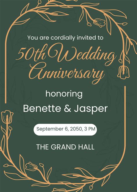 Free Custom 50th Anniversary Invitation For Her Template To Edit Online