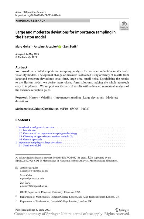 Pdf Large And Moderate Deviations For Importance Sampling In The Heston Model