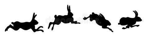 Vector Isolated Silhouettes Of Running Hare Stock Vector Illustration Of Background Hare