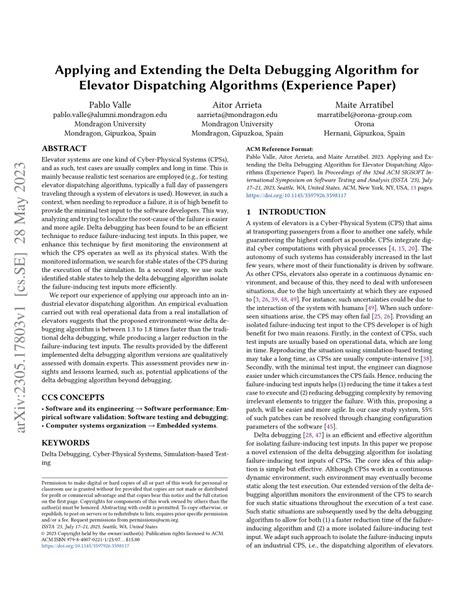 Pdf Applying And Extending The Delta Debugging Algorithm For Elevator