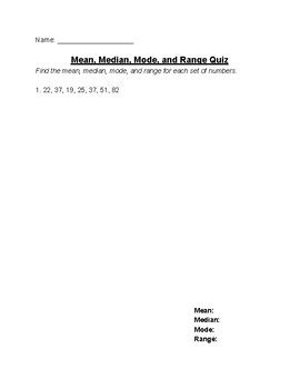 Mean Median Mode And Range Quiz By Christina Sardo TPT