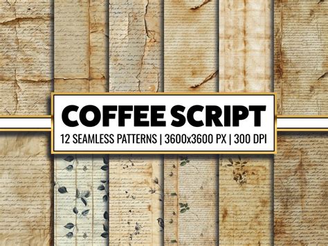 Coffee Script Digital Paper Script Junk Journal Handwritten Neutral