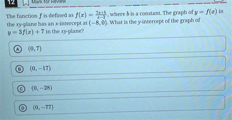 solved 12 mark for review the function f is defined as f x 7x b x